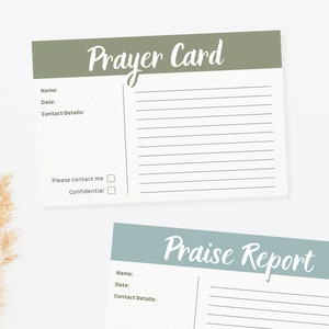 Prayer Request & Praise Report Cards Printable | Church Small Group ...