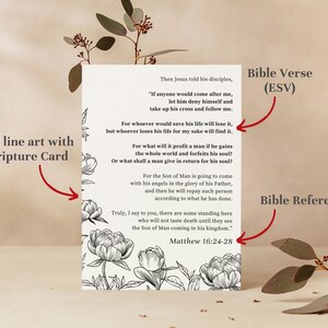 20 ESV Bible Verse Cards Printable | Floral Line Art Scripture Memory ...