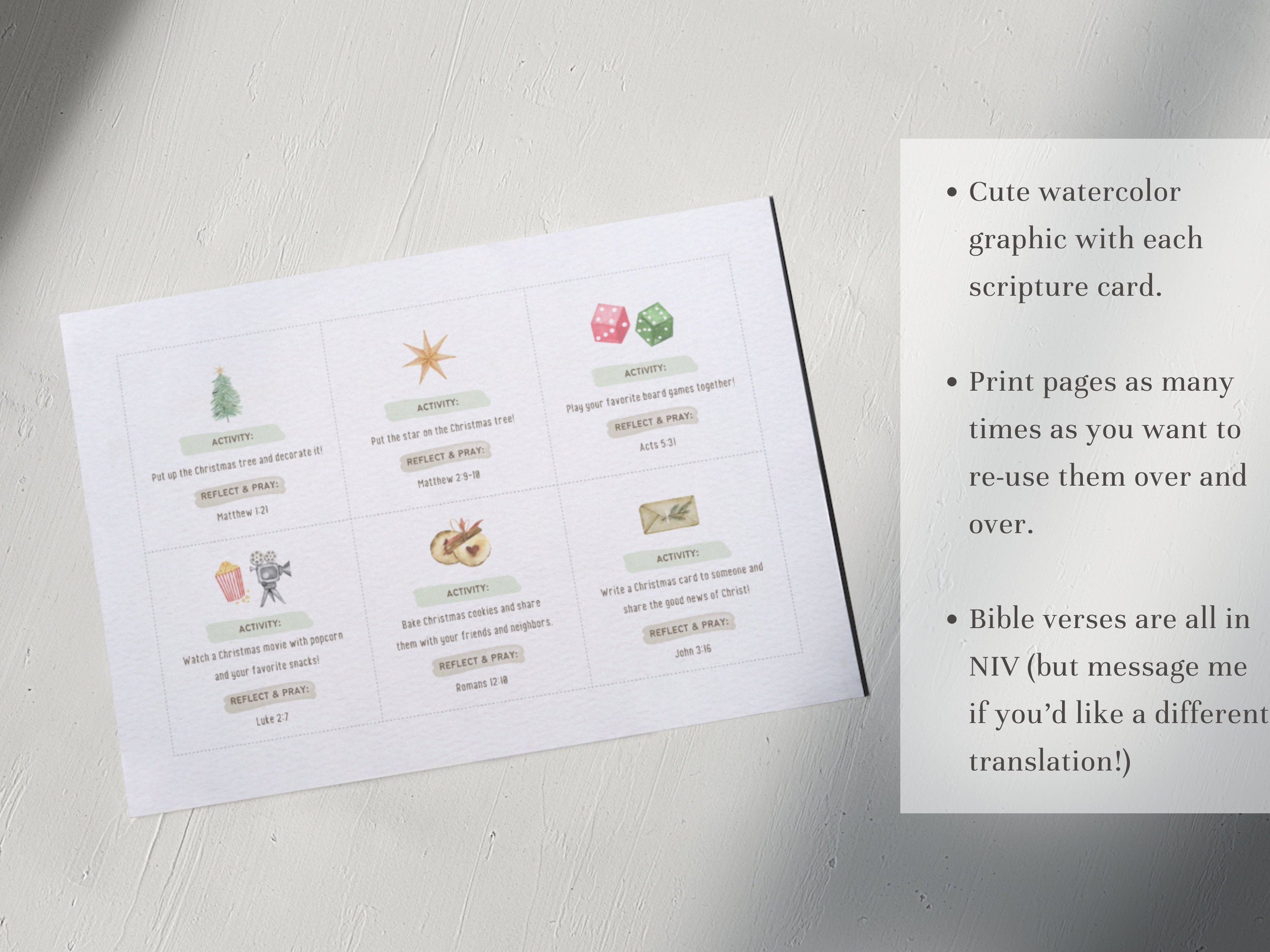 Advent Activity Cards Printable, Christian Children Advent Cards ...