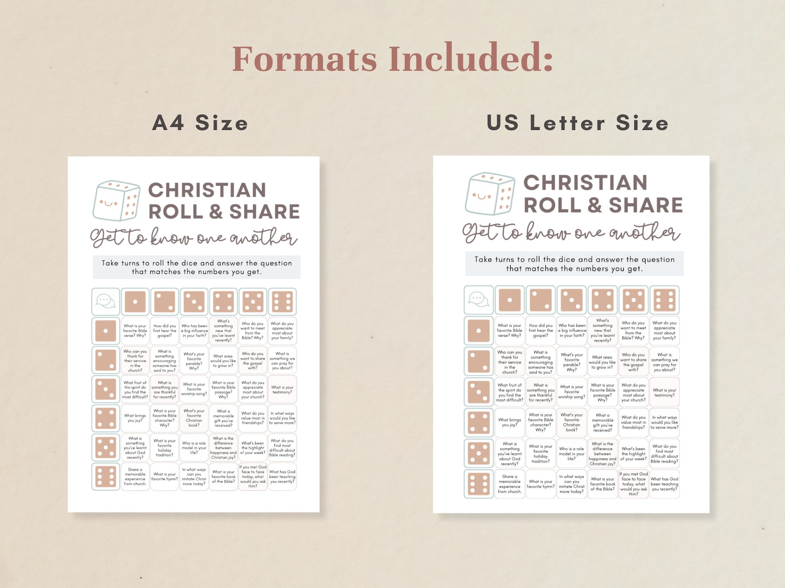 Christian Dice Roll & Share Game Printable | Church Bible Roll Tell ...
