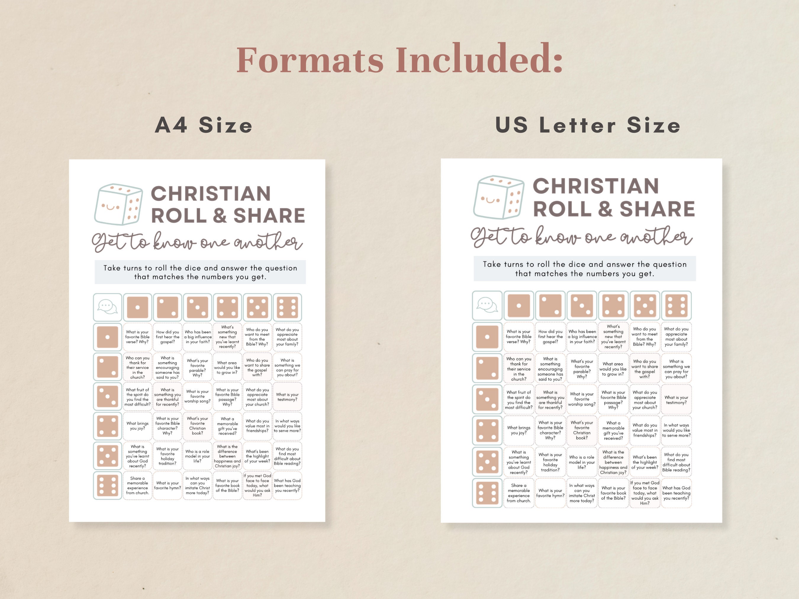 Christian Dice Roll & Share Game Printable Church Bible Roll Tell ...