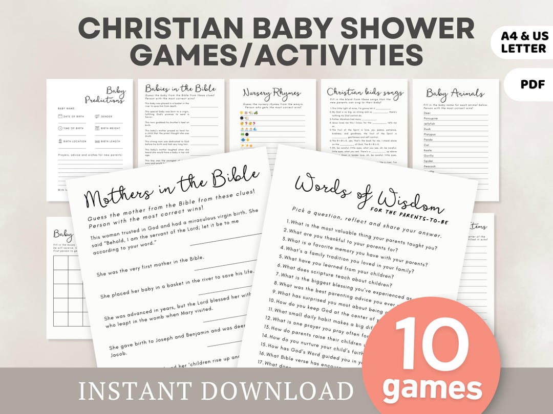 Christian Baby Shower Games Bundle Printable | Babies and Mothers in ...