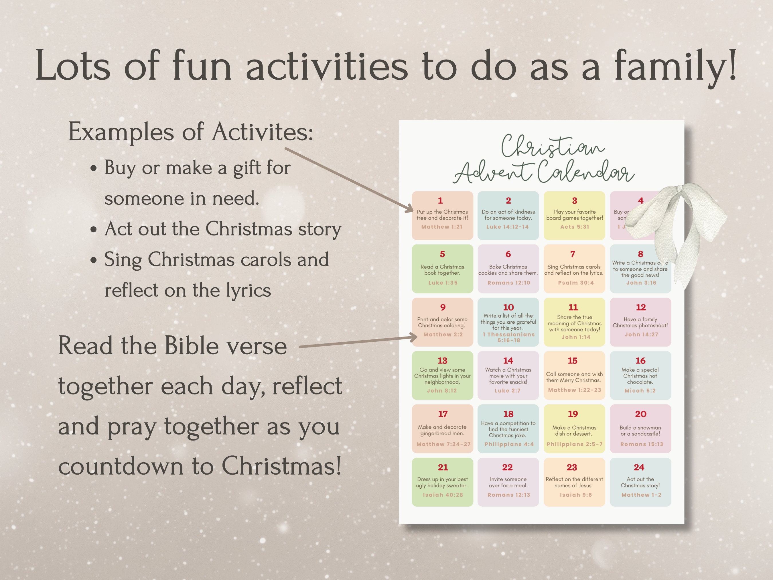 Christian Advent Activity Calendar Printable | Fun Christmas Activities ...