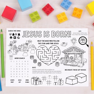 Christmas Christian Activity Placemat Printable | Jesus Nativity ...
