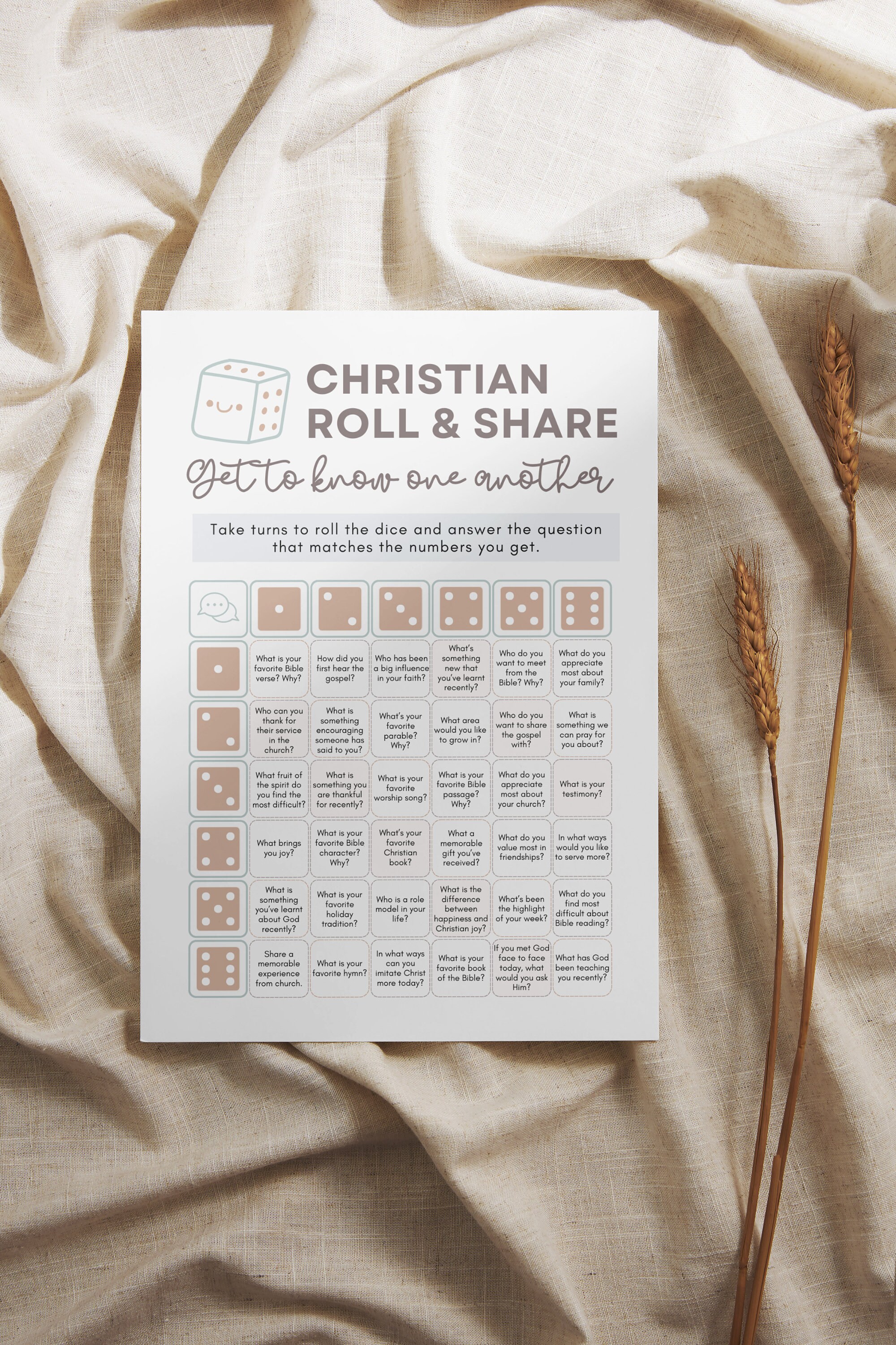 Christian Dice Roll & Share Game Printable | Church Bible Roll Tell ...