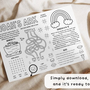 Noahs Ark Acitivity Game Placemat Printable | Flood Rainbow Bible Story ...