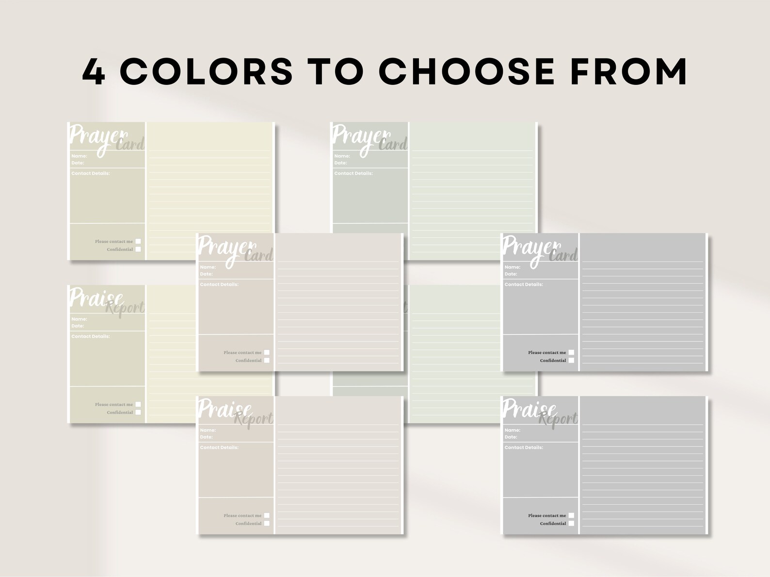 Prayer Request & Praise Report Card Printable Pdfs | Church Handouts ...