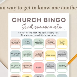 Church Bingo Game Printable | Find Someone Who Game | Christian ...