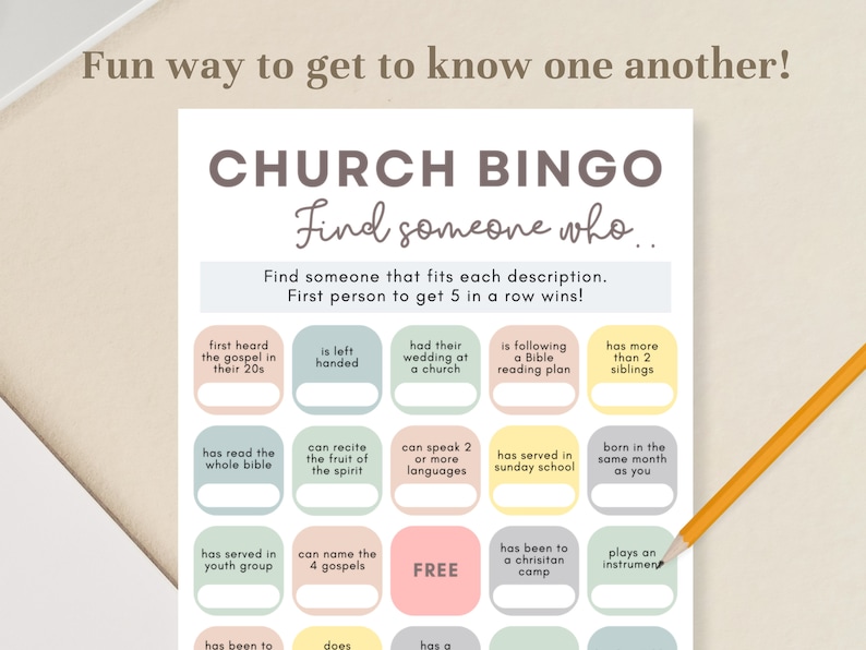 Church Bingo Game Printable Find Someone Who Game Christian Icebreaker ...