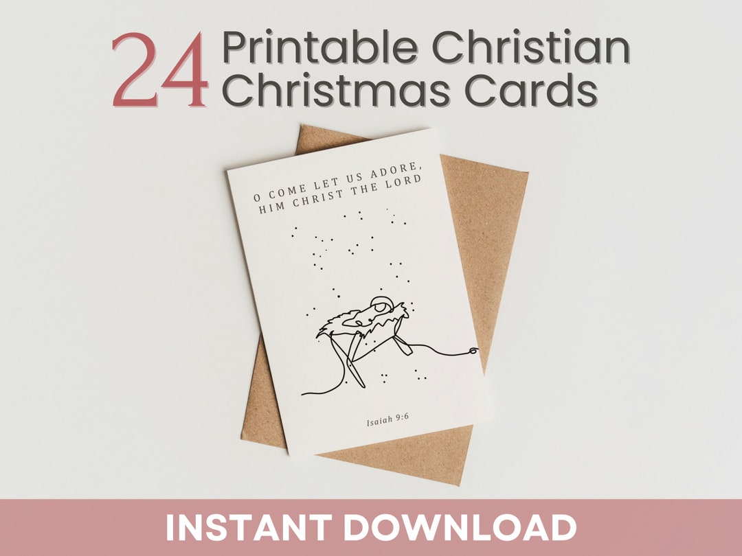 24 Christian Christmas Cards Printable | Nativity Bible Verse Greeting ...