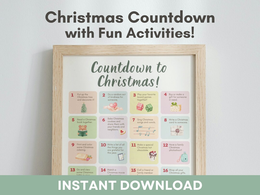Christmas Countdown With Activities Printable | Kids Advent Calendar ...