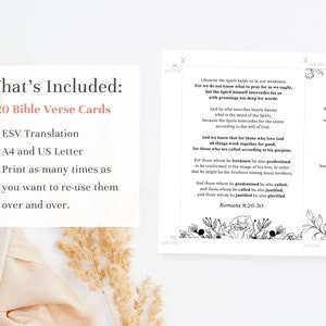 20 ESV Bible Verse Cards Printable | Floral Line Art Scripture Memory ...