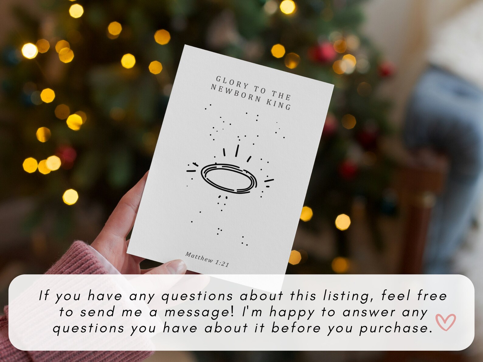 Christian Christmas Cards & Gift Tags Printable | Modern Line Art ...