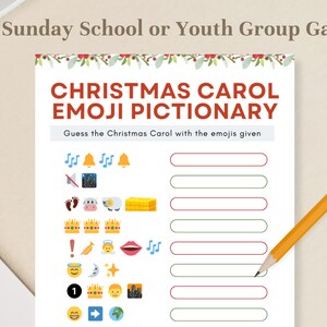 Christmas Carols Emoji Pictionary Game Printable PDF | Christian Party ...