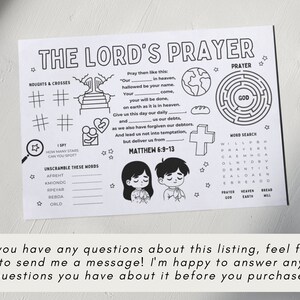 Kids Lord's Prayer Activity Placemat Printable | Children Bible ...
