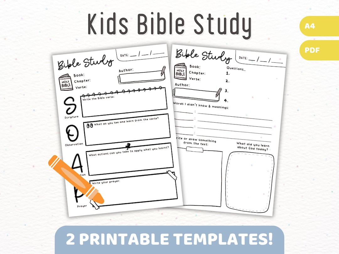 Bible Study Printable for Children Kids Elementary School Youth | SOAP ...