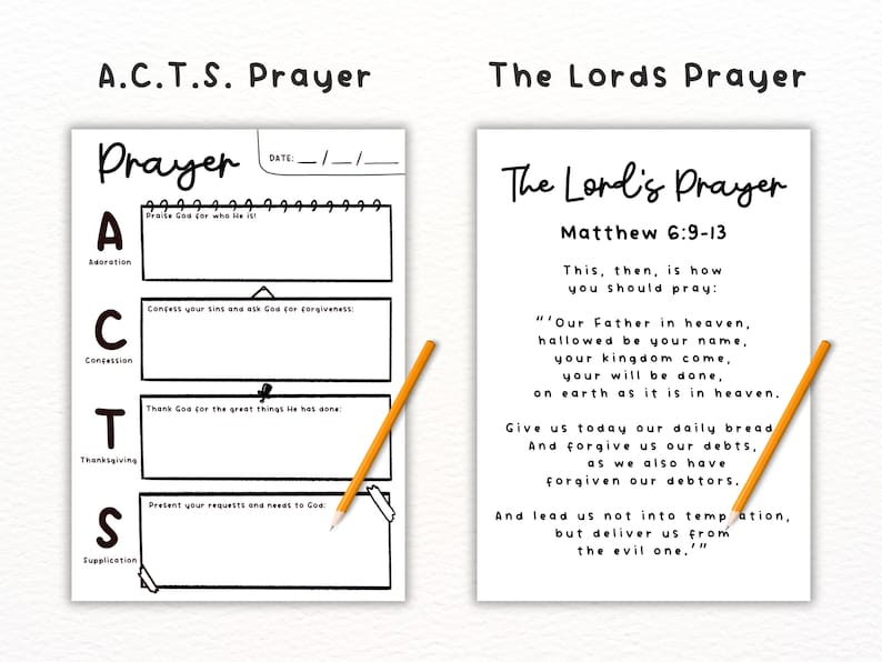 Prayer Printable for Children ACTS Kids Prayer Template Sunday School ...