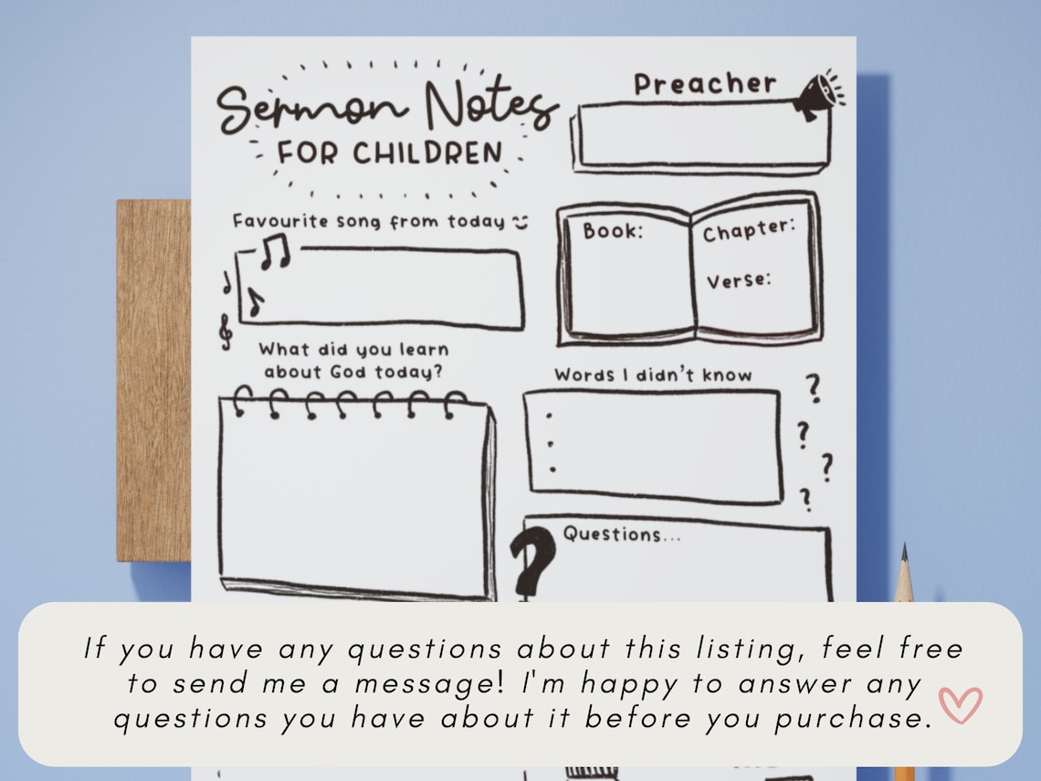 Sermon Notes for Children Kids Elementary School Youth | Christian ...