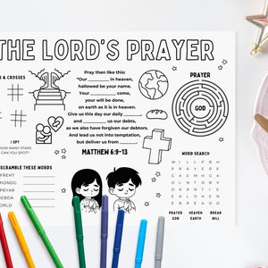 Kids Lord's Prayer Activity Placemat Printable | Children Bible ...