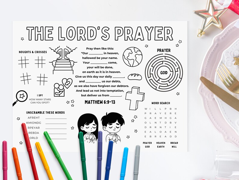 Kids Lord's Prayer Activity Placemat Printable | Children Bible ...