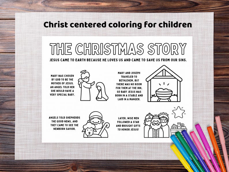 Christian Christmas Story Coloring Page Printable | Kids Nativity ...