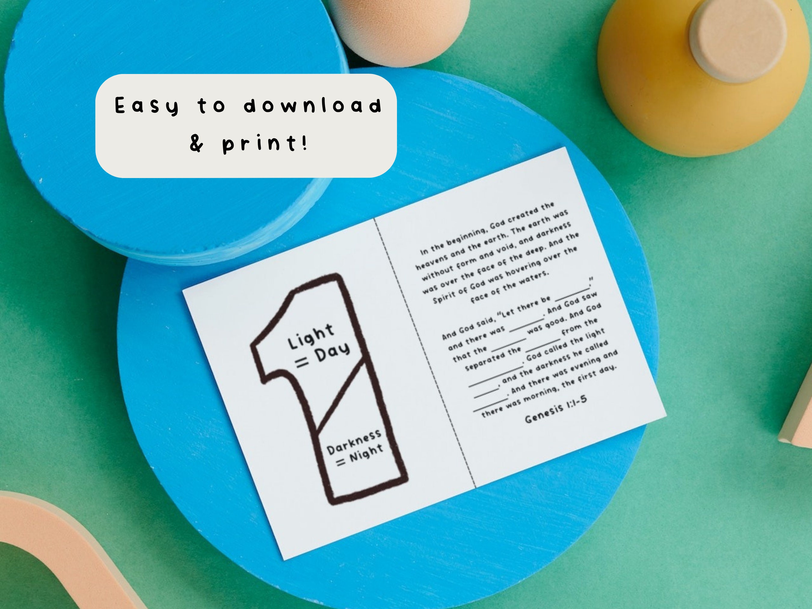 Days of Creation Activity With Bible Verses Fill in the Blanks Coloring ...