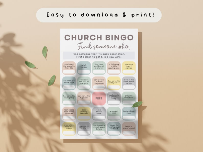 Church Bingo Game Printable | Find Someone Who Game | Christian ...