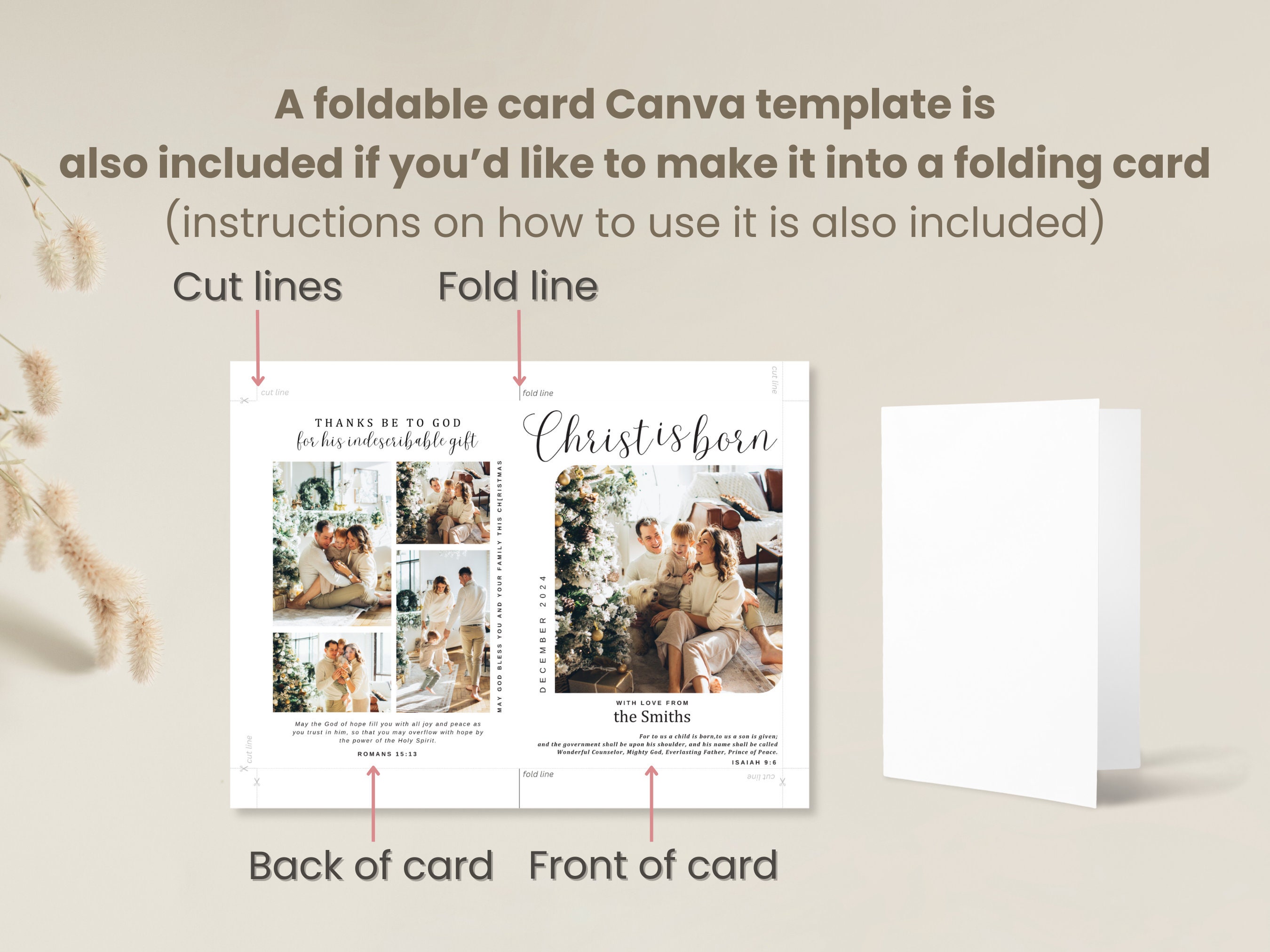 Christian Editable Canva Template Christmas Card | Navy Gold Christ is ...