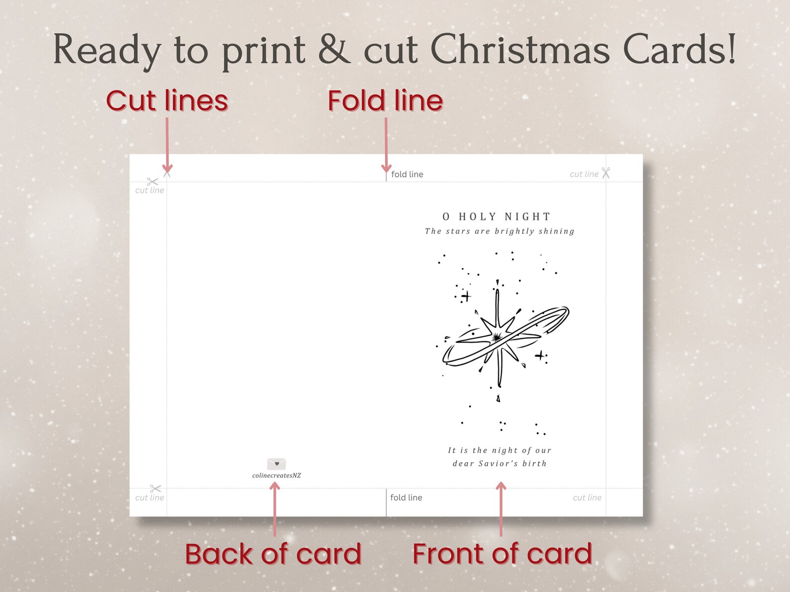 Christian Christmas Cards & Gift Tags Printable | Modern Line Art ...