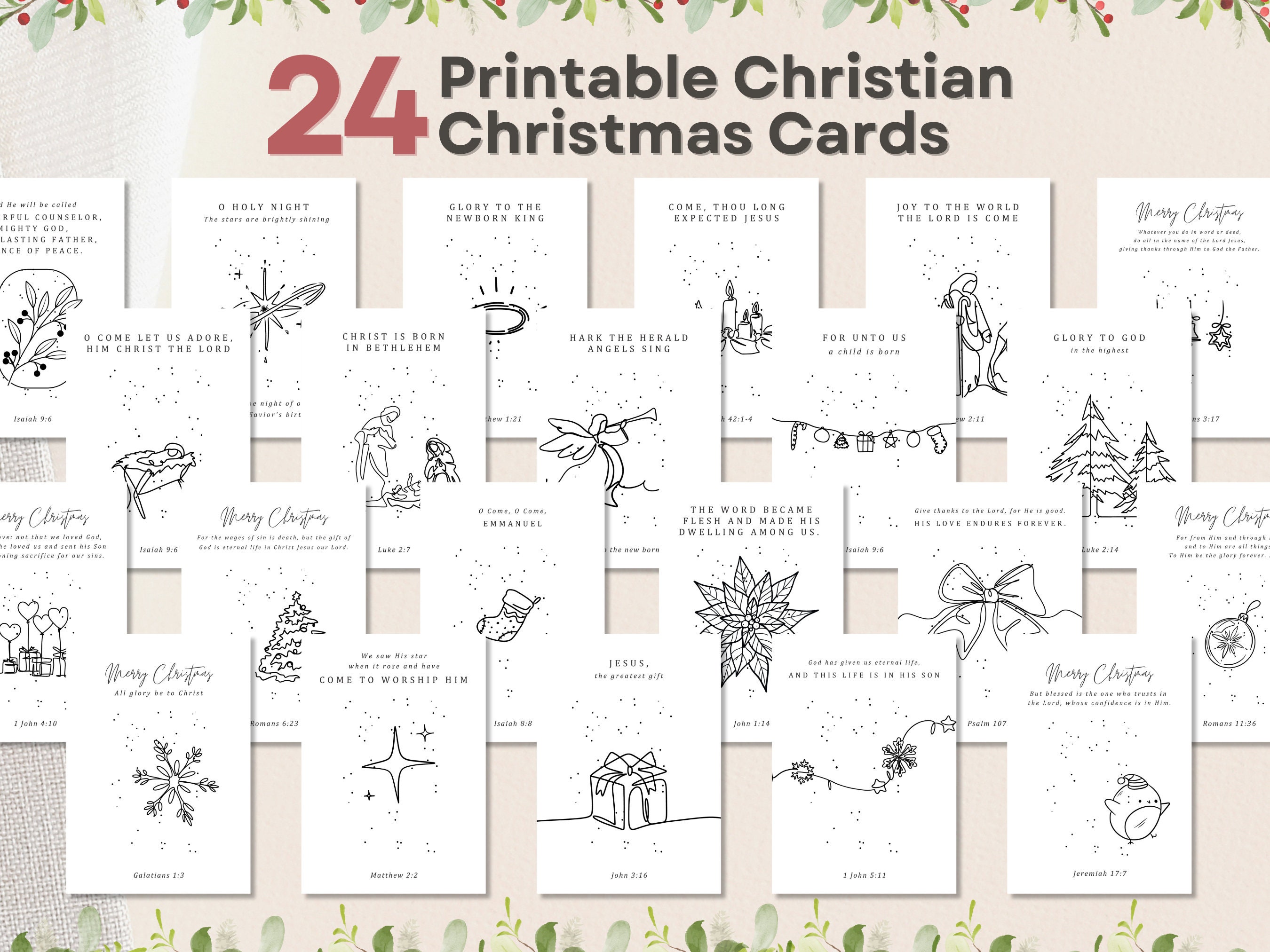 Christian Bible Verse Christmas Cards Printable | Nativity Greeting ...