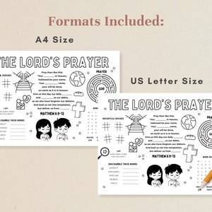 Kids Lord's Prayer Activity Placemat Printable | Children Bible ...