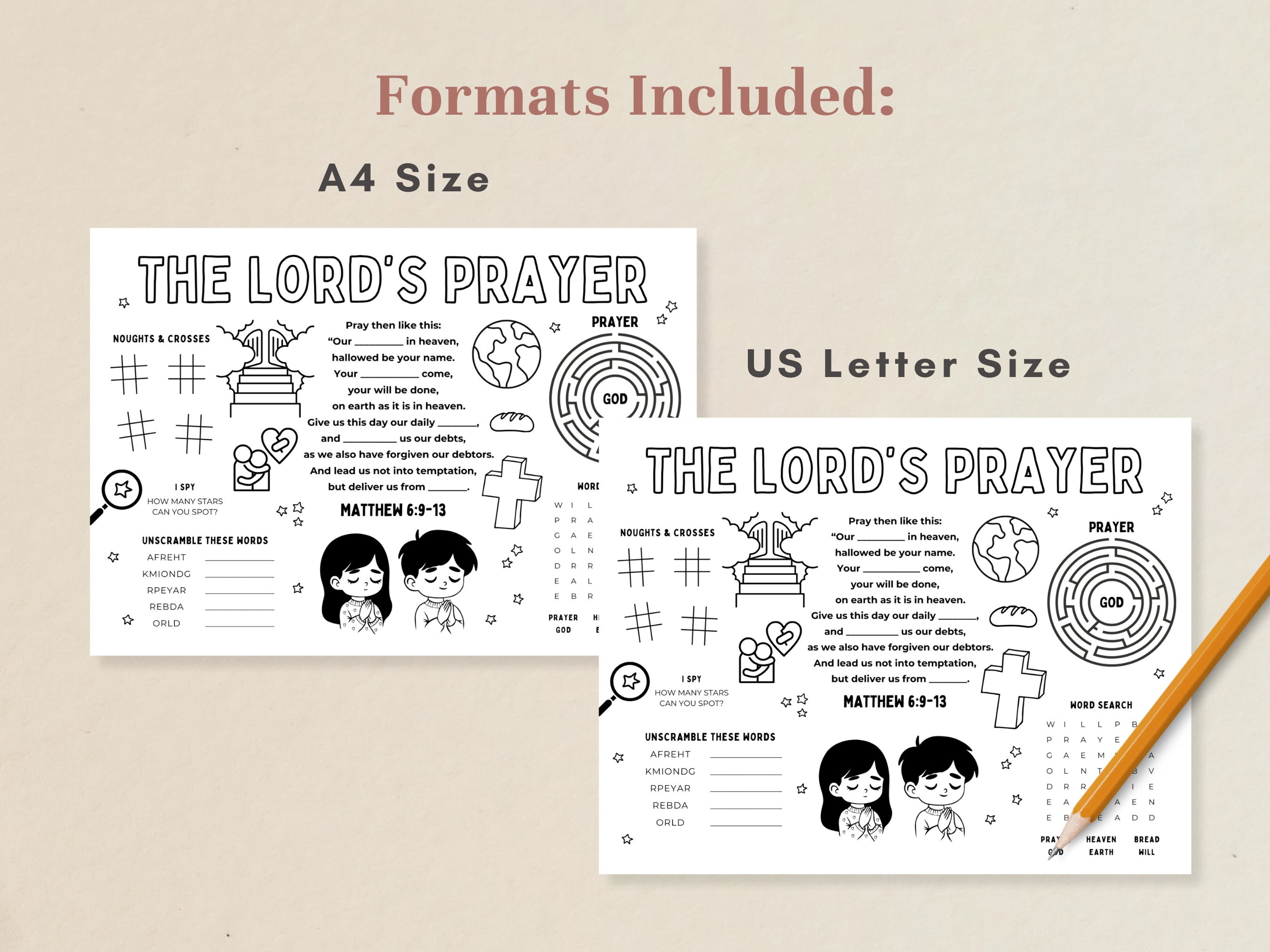Kids Lord's Prayer Activity Placemat Printable | Children Bible ...