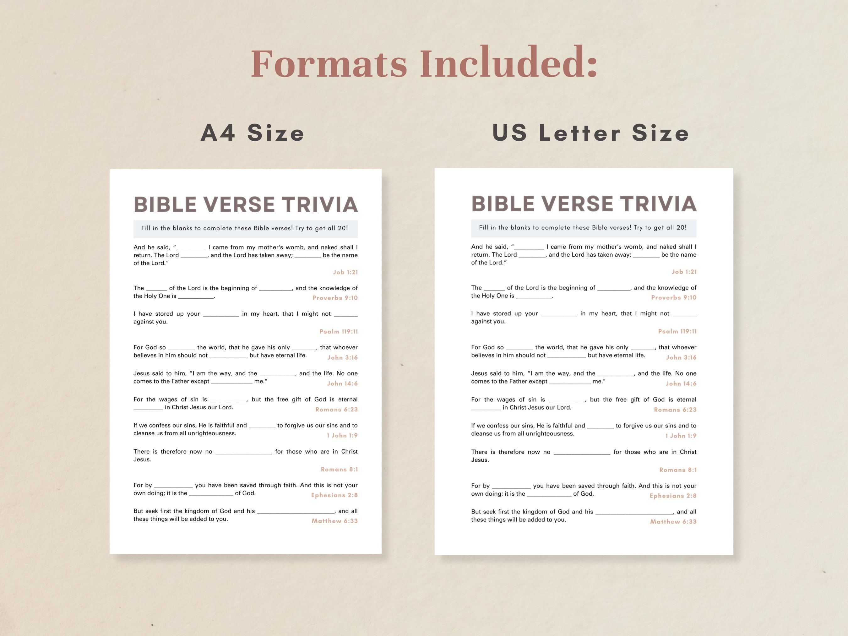 Bible Verse Fill in the Blanks Game Printable Old & New Testament ...