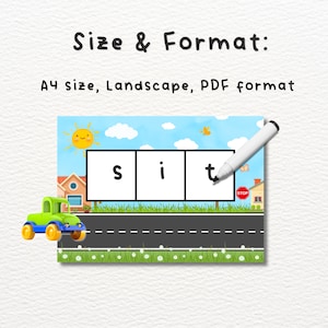 CVC Words Car Blending Mat Printable | Phonics Reading, Word Building ...