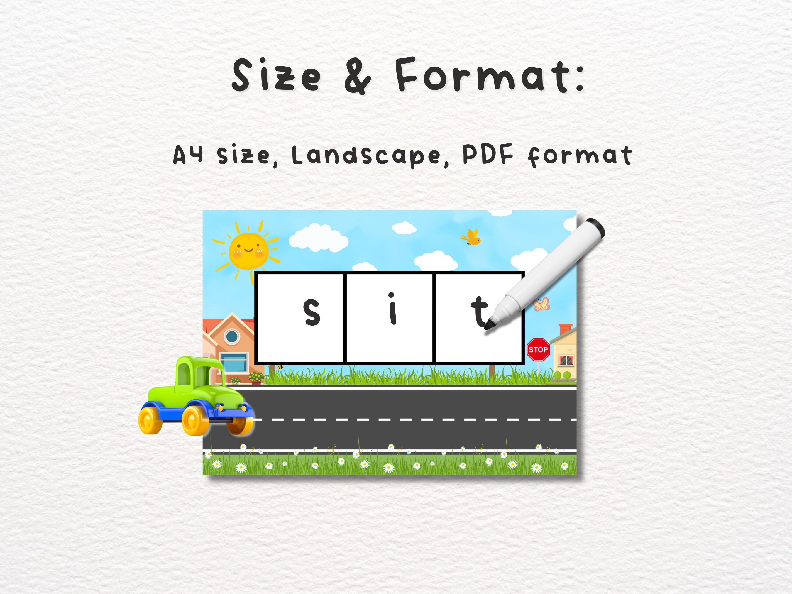 CVC Words Car Blending Mat Printable | Phonics Reading, Word Building ...