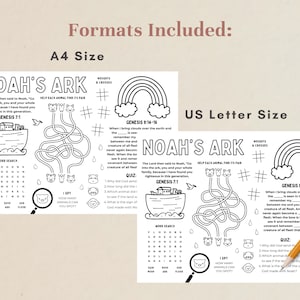 Noahs Ark Acitivity Game Placemat Printable | Flood Rainbow Bible Story ...