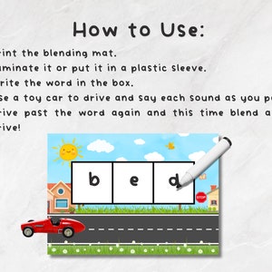 CVC Words Car Blending Mat Printable | Phonics Reading, Word Building ...