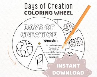 Days of Creation Wheel, Sunday School Activity, Bible Lesson, Printable ...