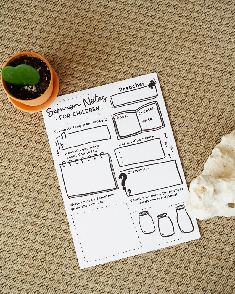 Sermon Notes Printable for Children Kids Elementary School Youth Teens ...