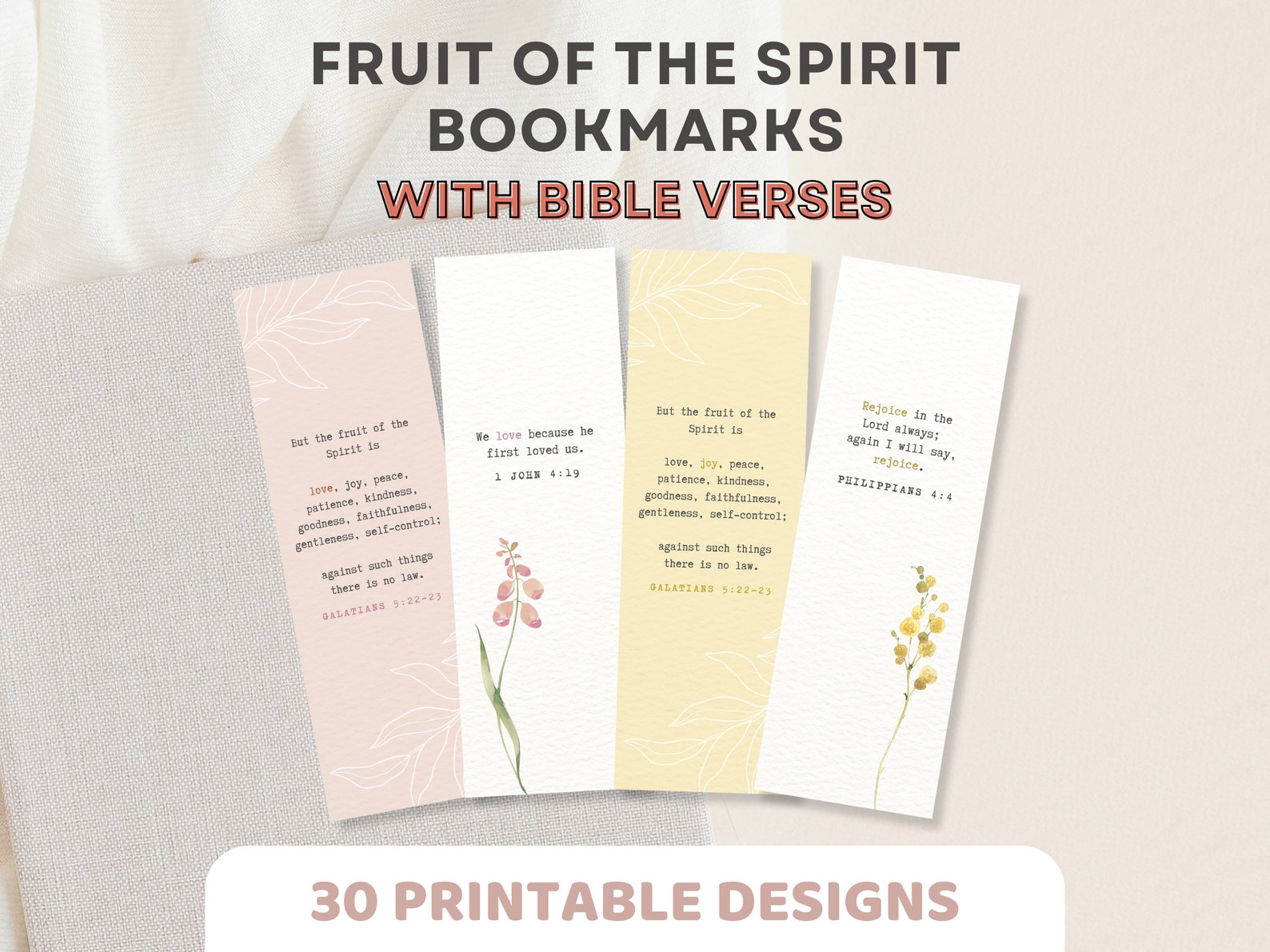 Fruit of the Spirit Bookmarks Printable Christian Bible Verse Scripture ...
