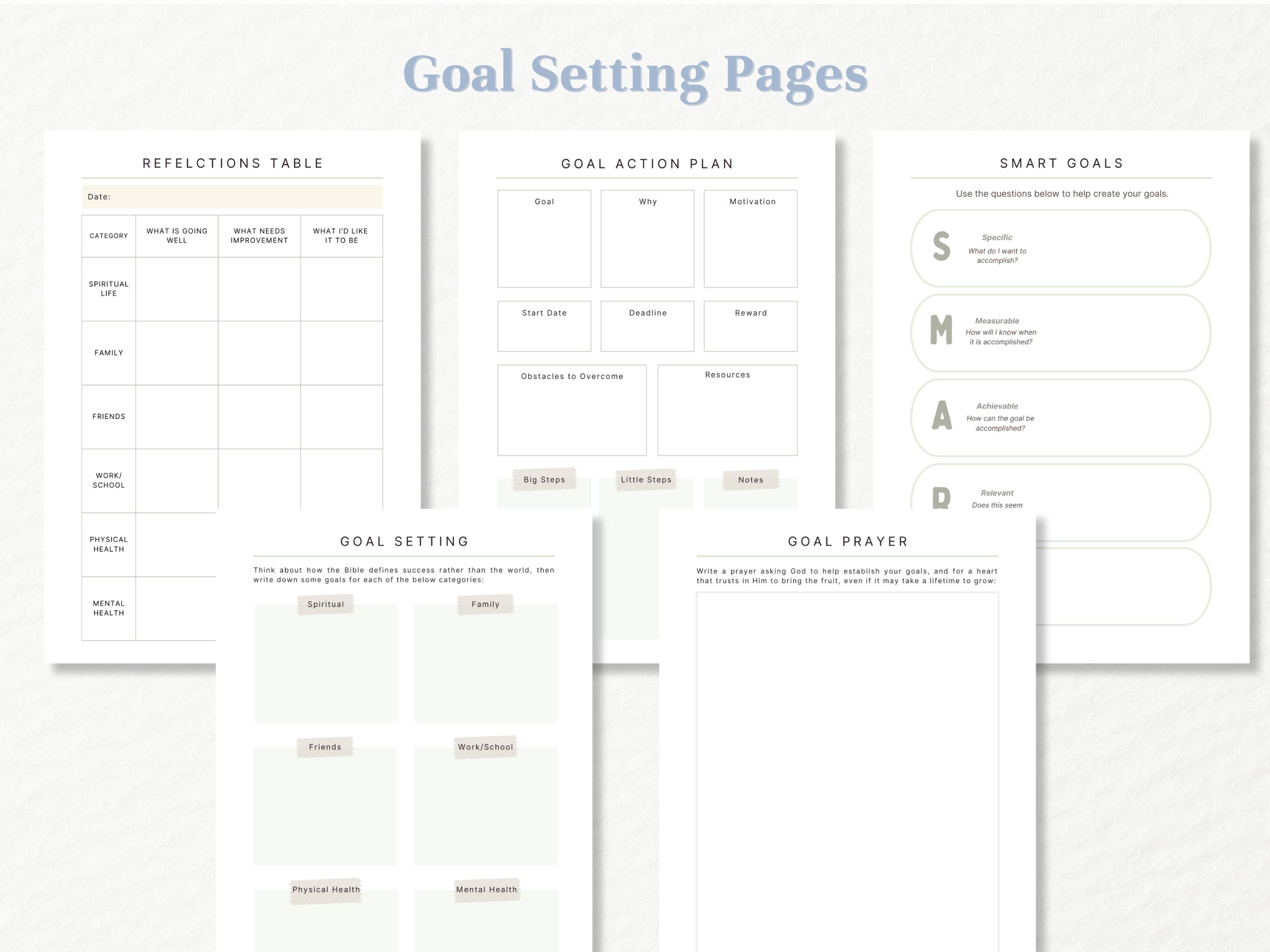 Christian Goals Planner Printable PDF, Faith Journal, Devotional Goals ...