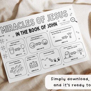 Miracles of Jesus Bible Coloring Placemat Printable | John Sunday ...