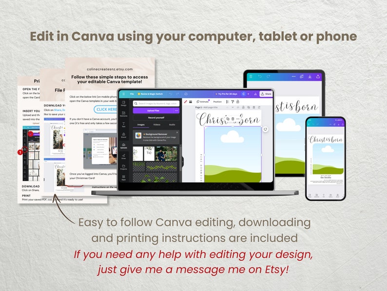 Christian Editable Bauble Christmas Card | Canva Template | Bible Verse ...