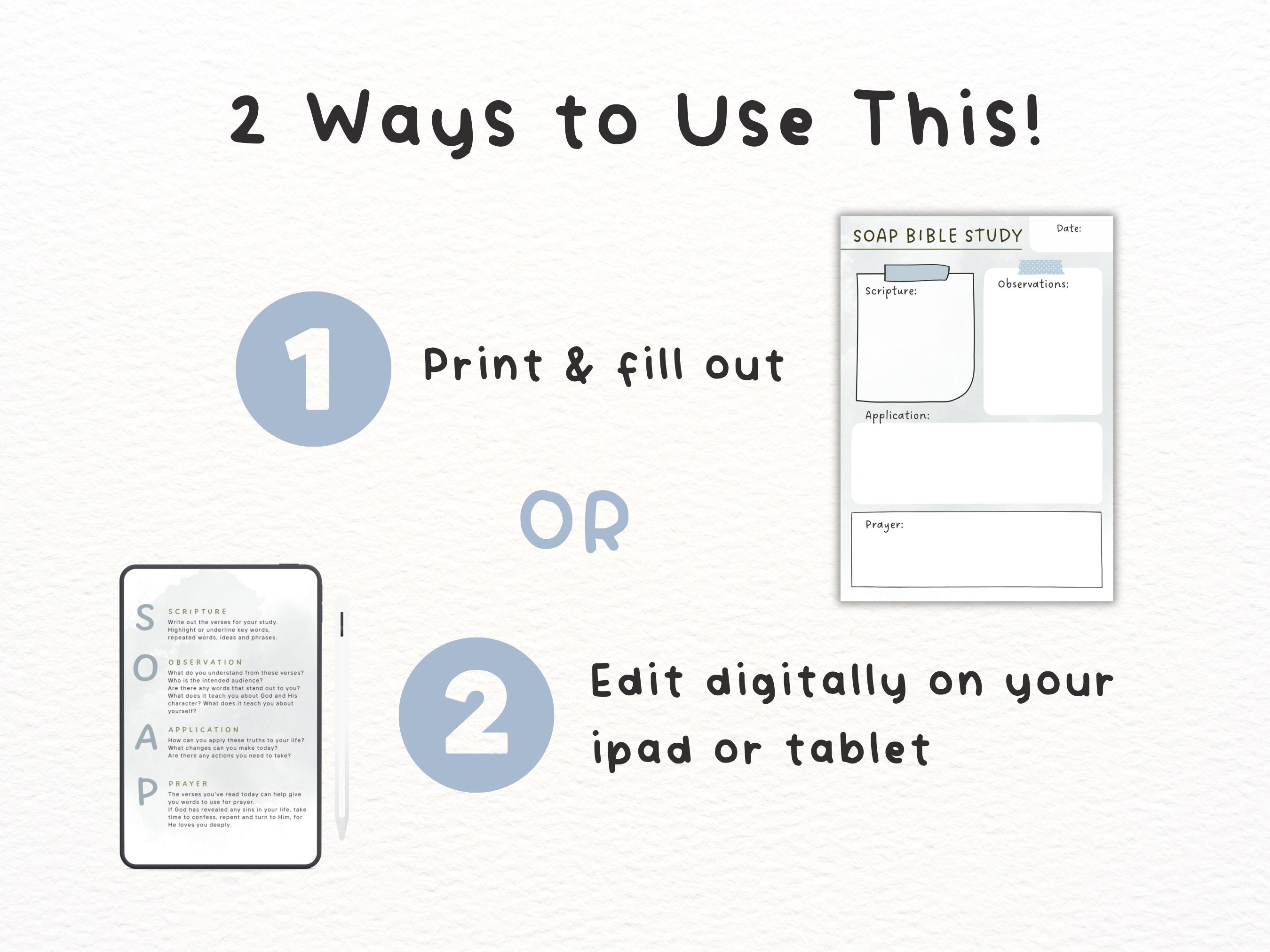 S.O.A.P. Bible Study Printable SOAP Bible Study Tool, Christian ...