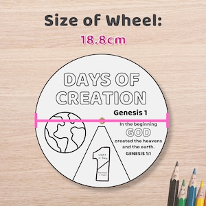 Days of Creation Coloring Wheel Printable | Sunday School Bible ...