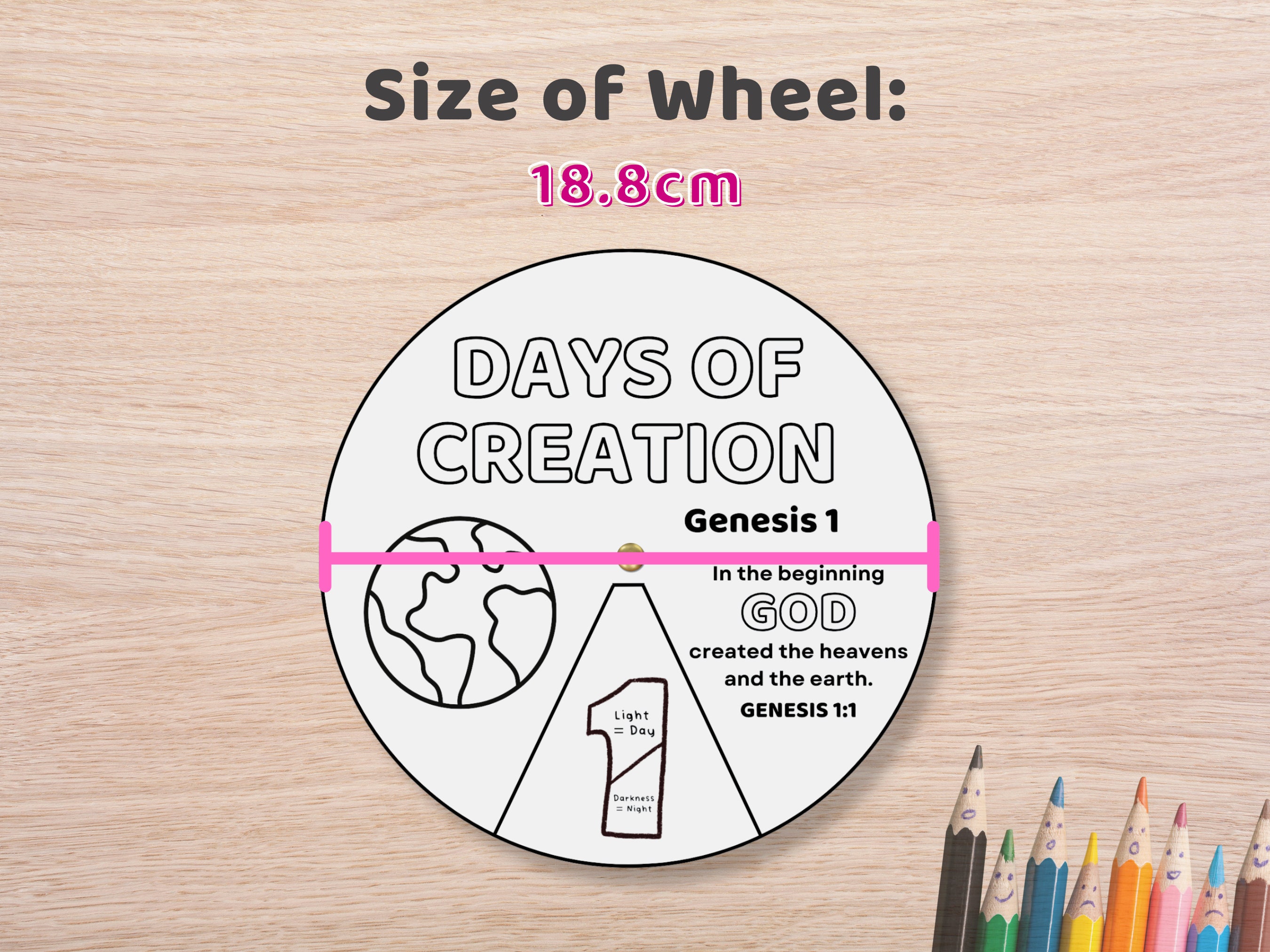 Days of Creation Coloring Wheel Printable | Sunday School Bible ...