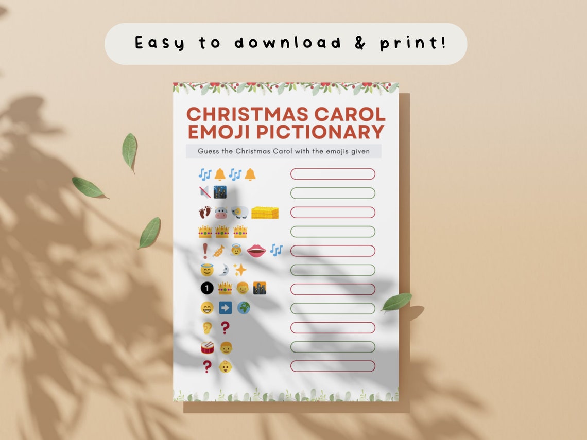 Christmas Carols Emoji Pictionary Game Printable PDF | Christian Party ...