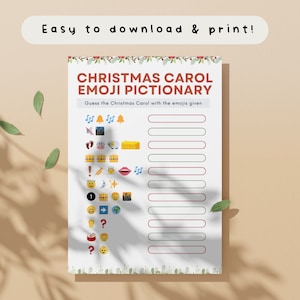 Christmas Carols Emoji Pictionary Game Printable PDF | Christian Party ...