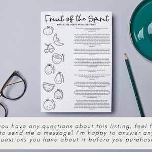 Fruit of the Spirit Activity Match up Bible Verses | Christian Coloring ...