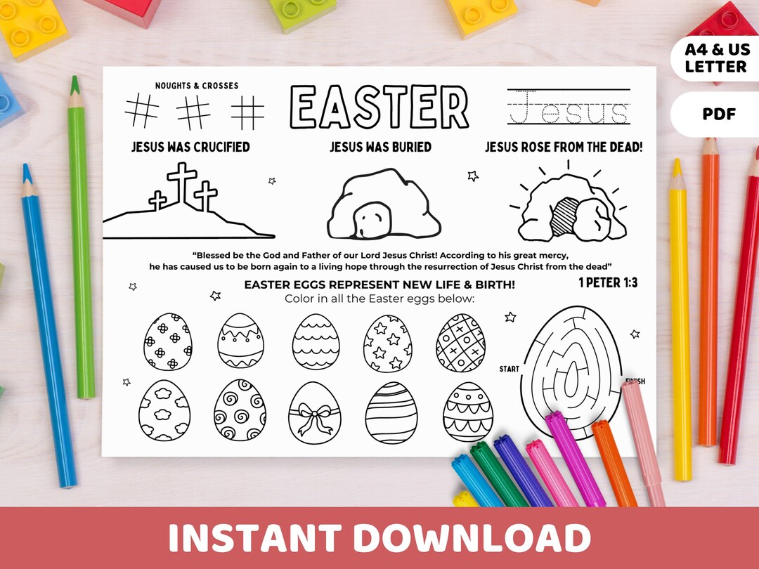 Easter Egg Activity Placemat Printable | Resurrection of Jesus Kids ...